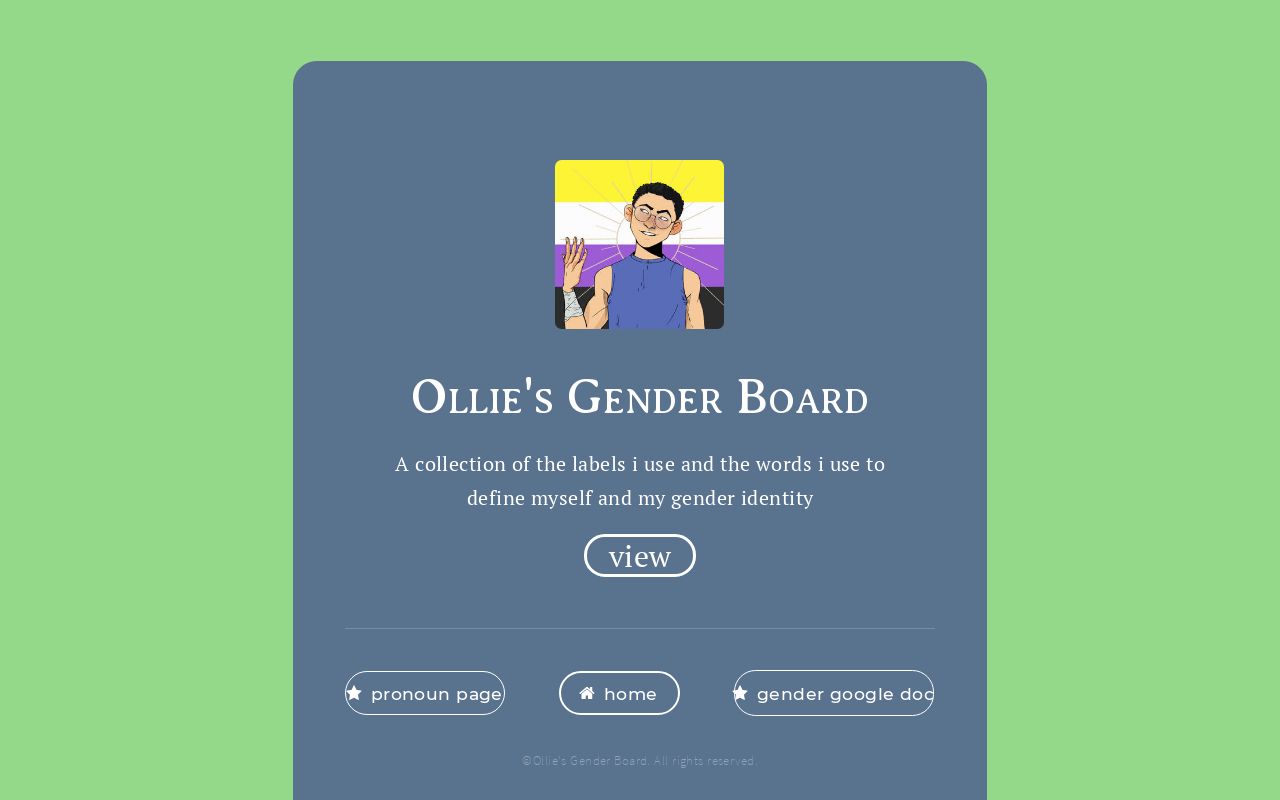 Ollie's Gender Board